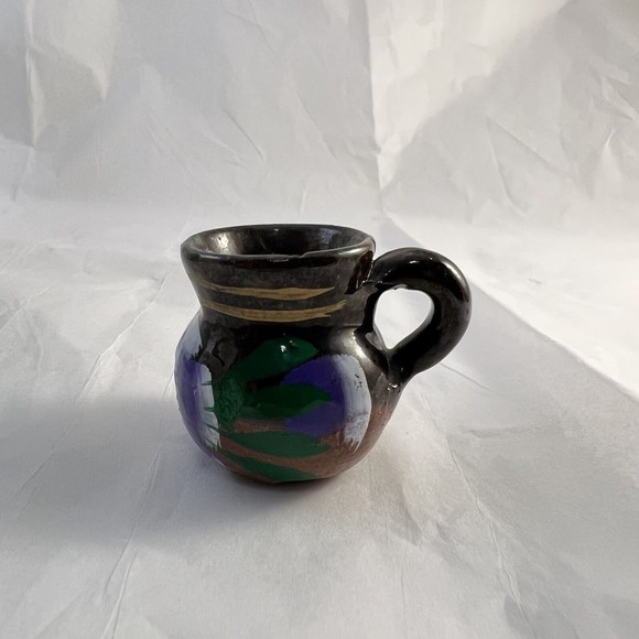 Unmarked | Art | Vintage Miniature Pottery Pitcher Handpainted Floral ...